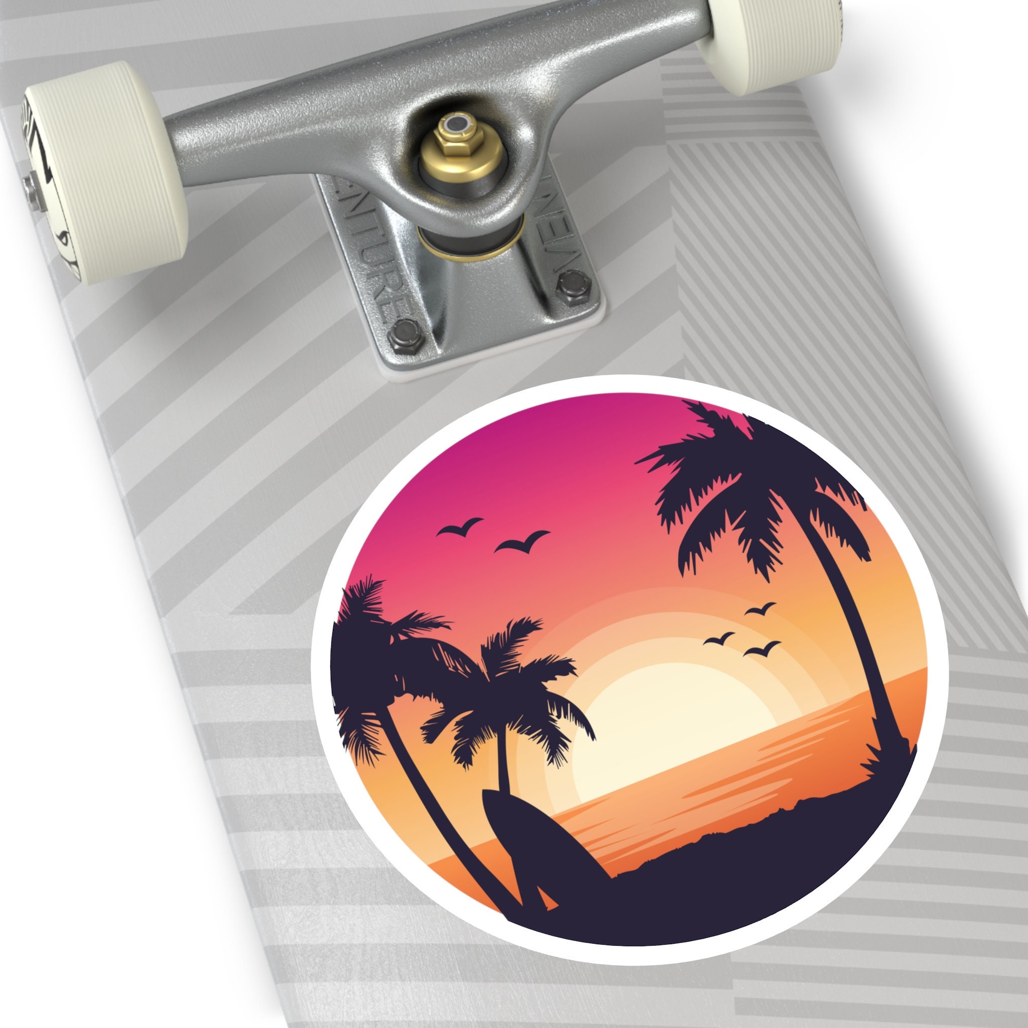 Beach Sunset Round Stickers, Indooroutdoor - Etsy
