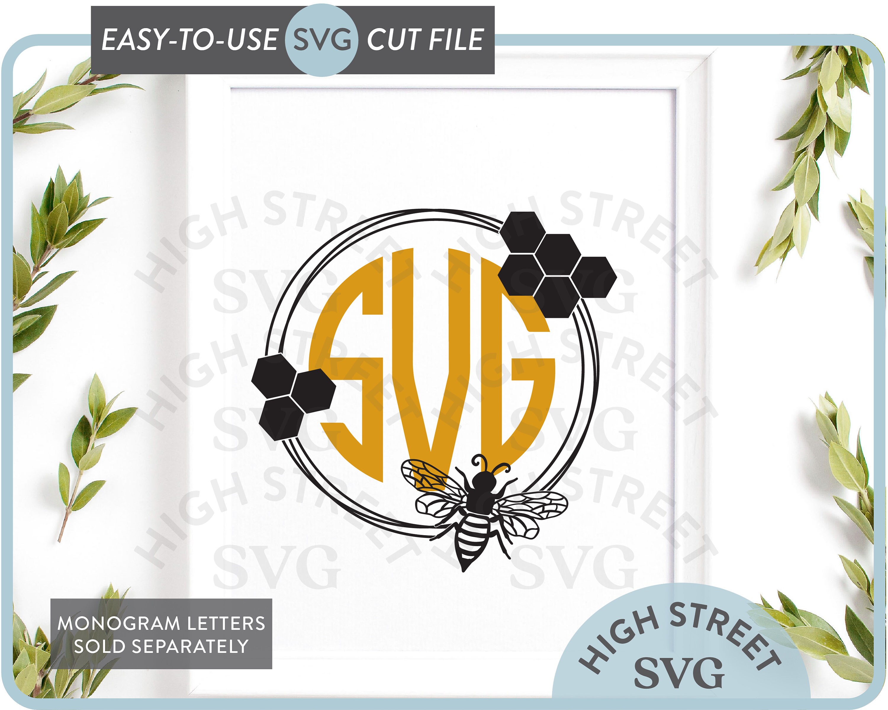 Bee Monogram Frames Svg Bundle Circle Monogram Svg. File - Etsy Canada