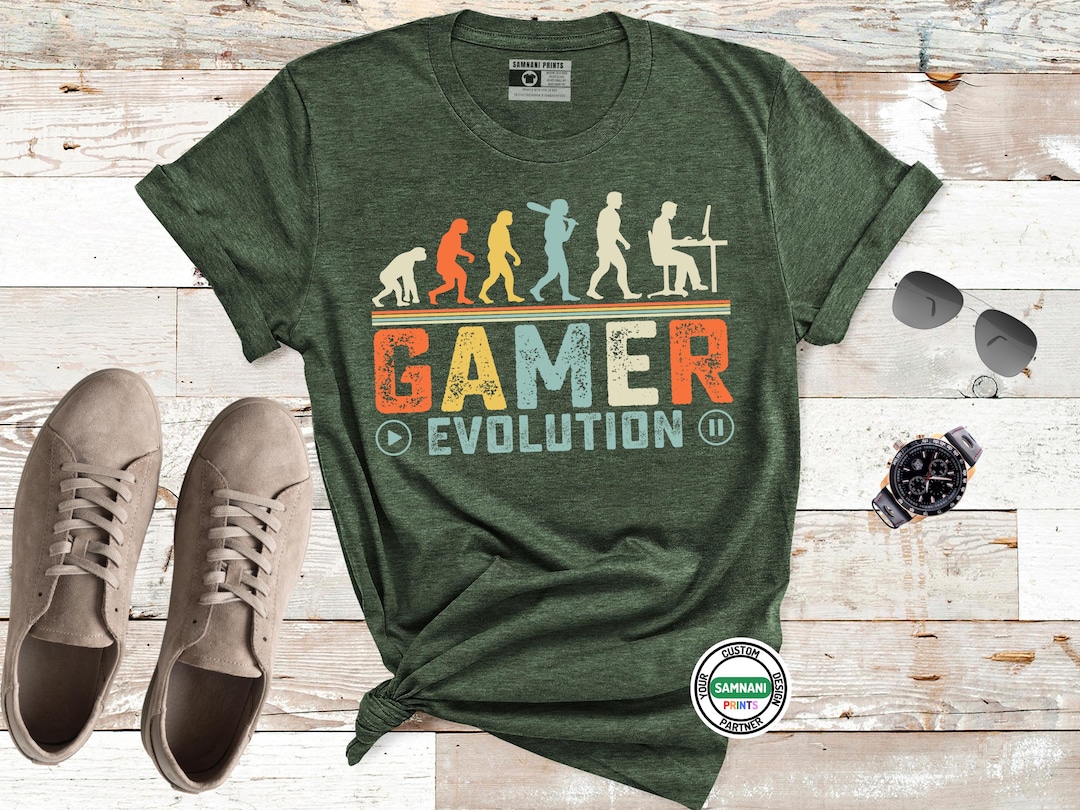 Gamer Evolution T-shirt, Funny Gaming Shirt for Men, Boys & Teens ...
