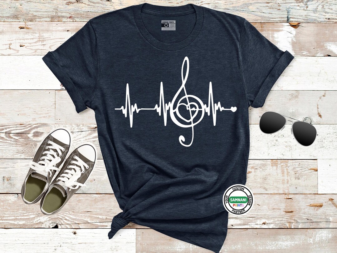 Heartbeat Music Note Shirt Treble Clef, T-shirt for Musicians, Unisex ...