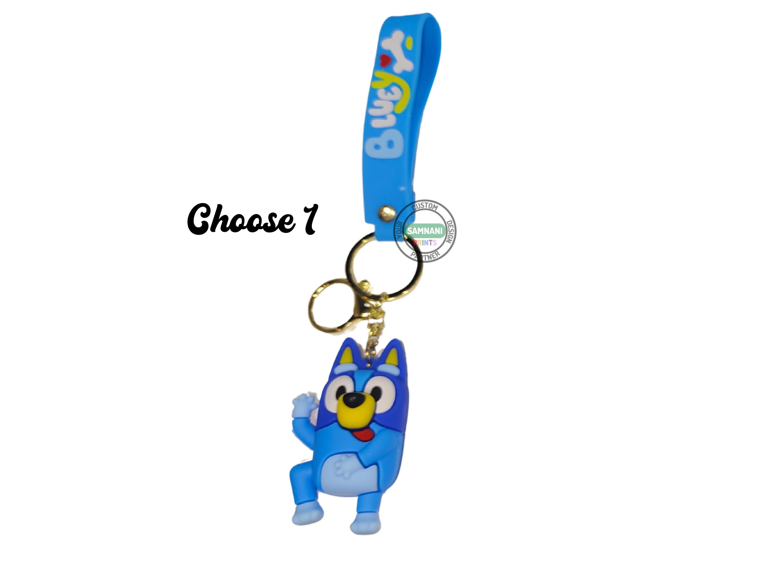 Bluey Inspired Dog Keychain With Wrist Strap, Cute Cartoon Blue Dog ...