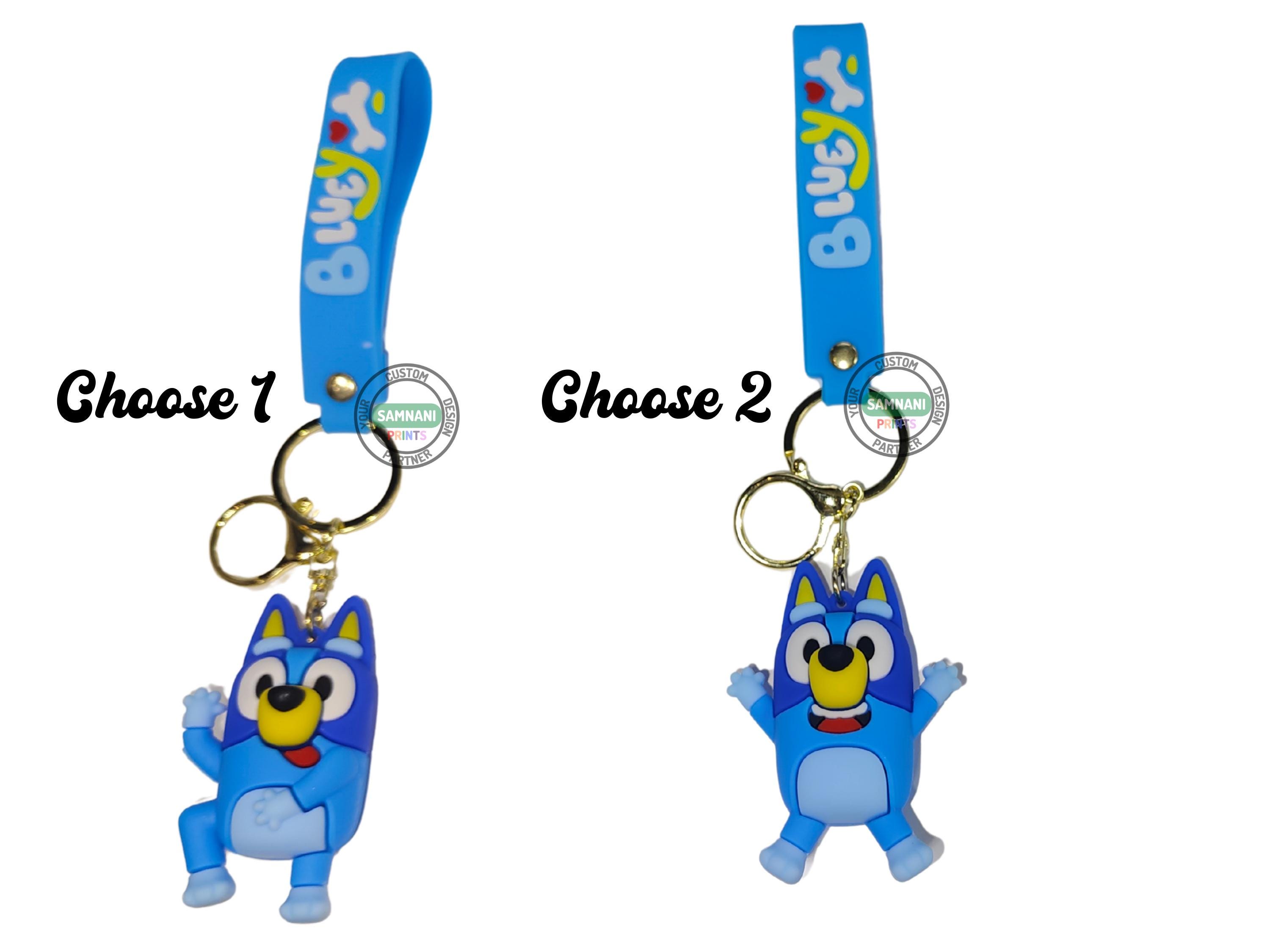 Bluey Inspired Dog Keychain With Wrist Strap, Cute Cartoon Blue Dog ...