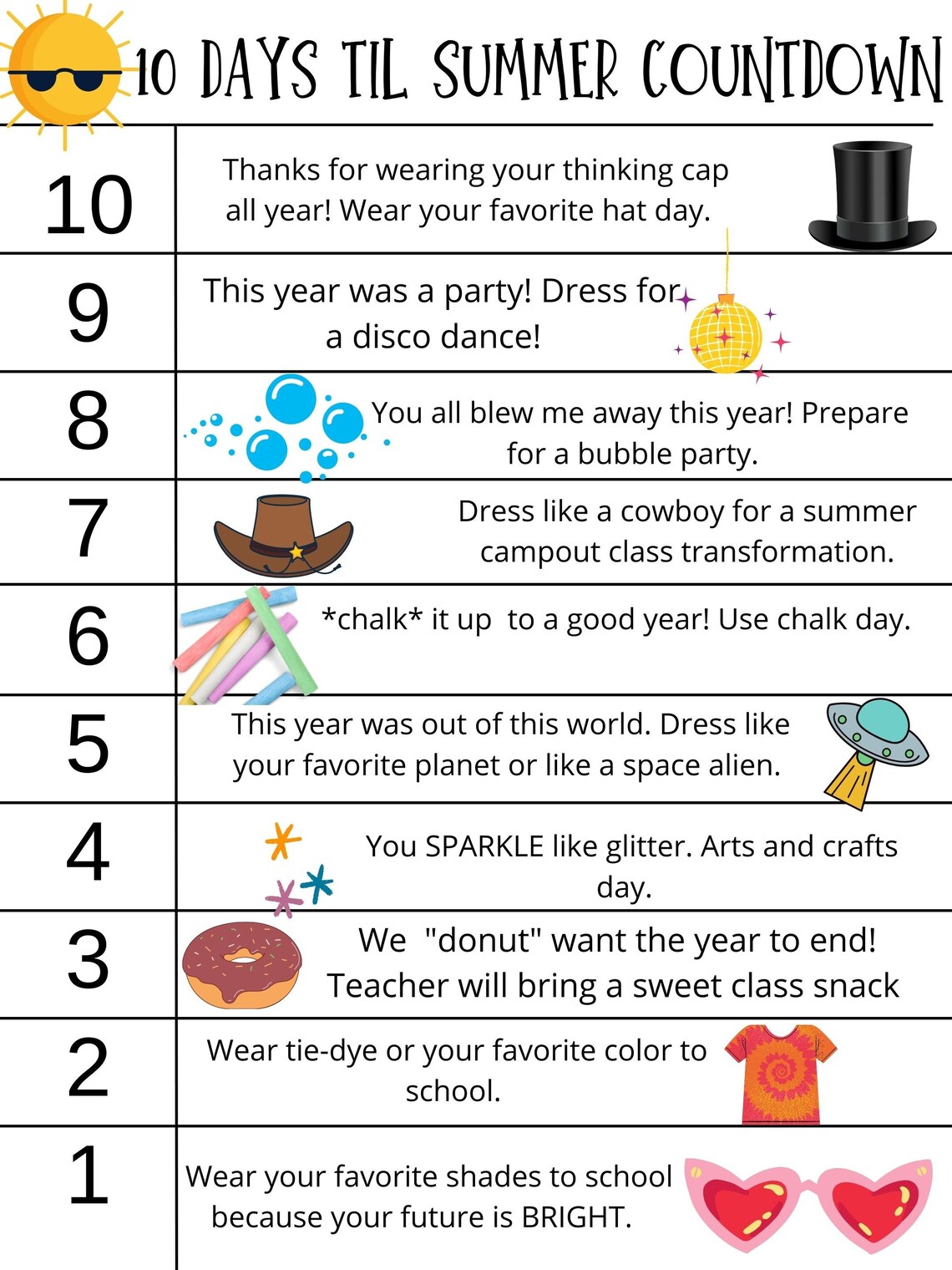 Last 10 Days of School Countdown - Etsy