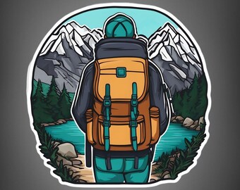 Mountain Explorer Hiker Sticker Adventure Vinyl Decal, Nature ...