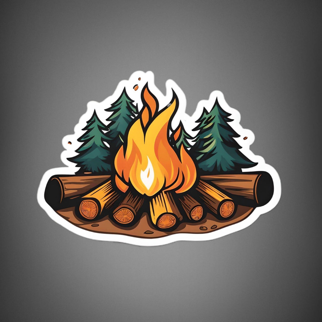 Campfire Bliss Vinyl Sticker Wilderness Adventure, Outdoor Nature Decal ...