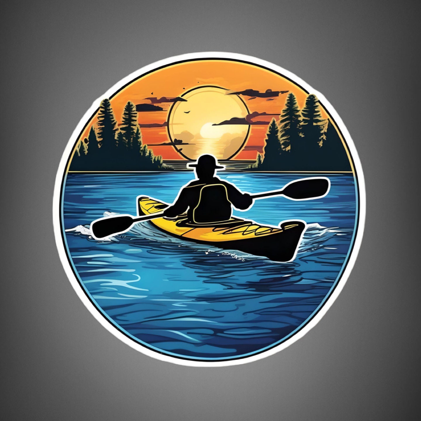 Kayak Adventure Vinyl Sticker Canoeing Decal, Outdoor Enthusiast Laptop ...