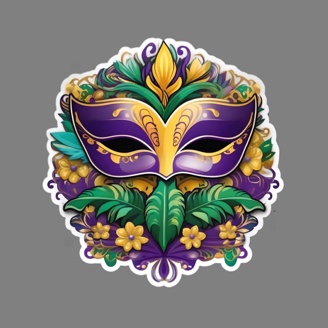Handcrafted Mardi Gras Mask Sticker: Festive Decal for Celebrating ...