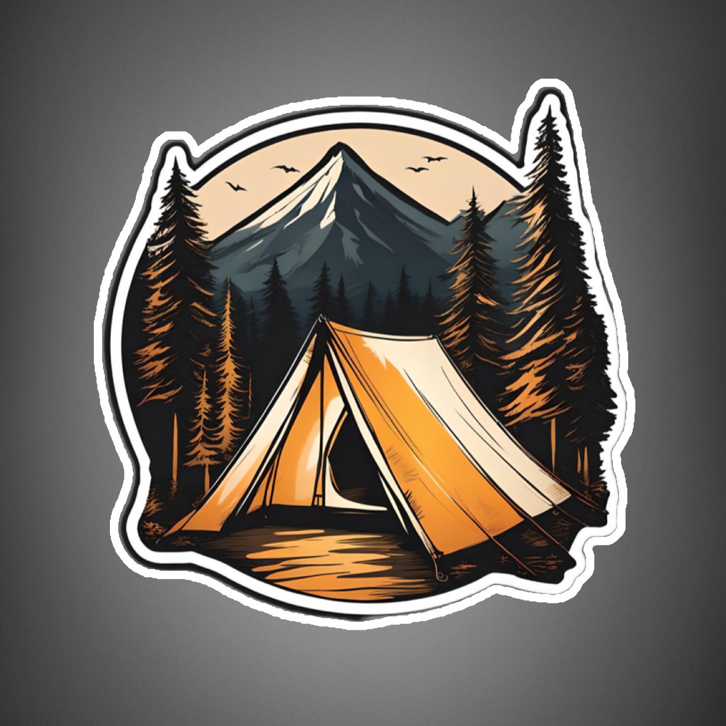 Explore & Camp Tent Sticker Outdoor Adventure Vinyl Decal, Wilderness ...