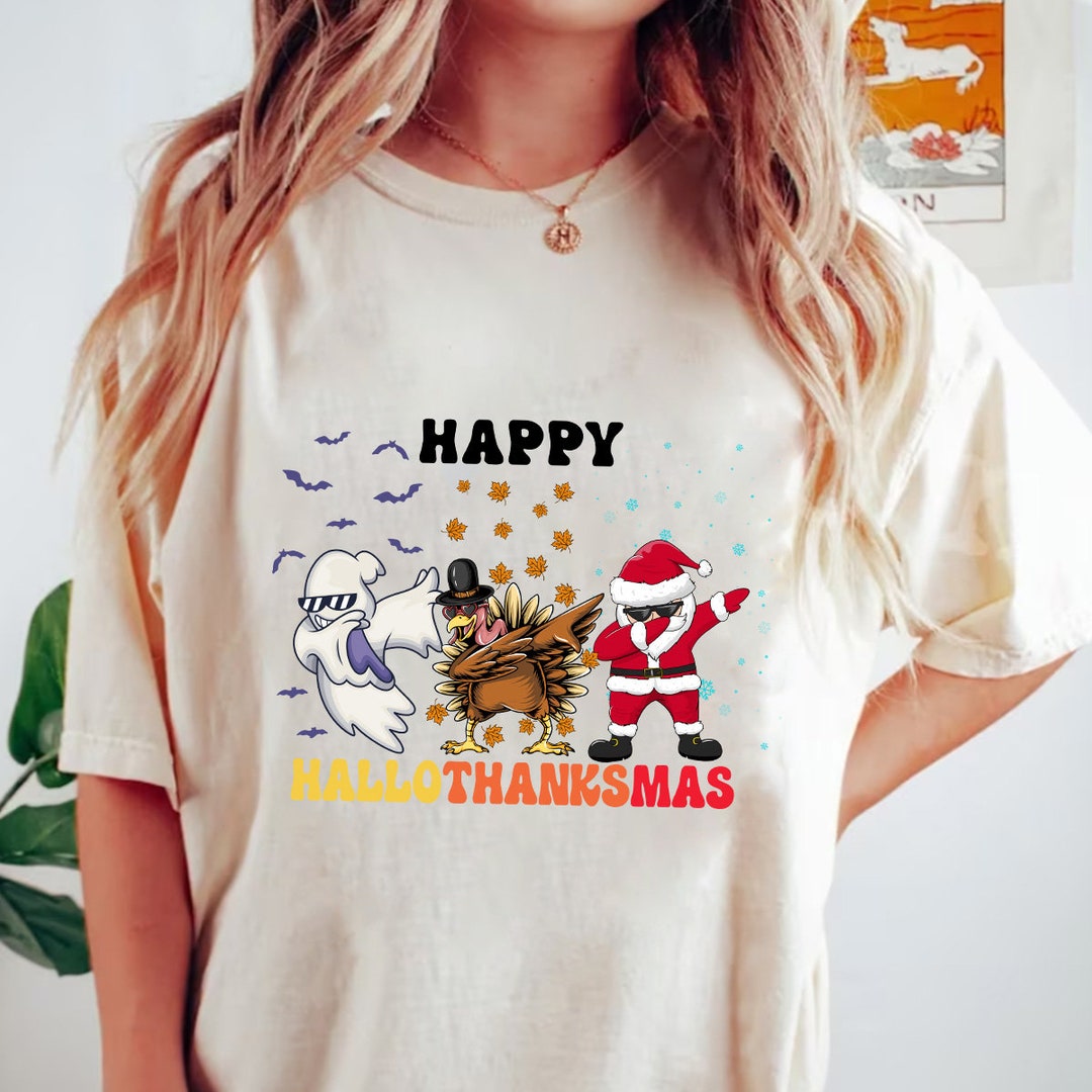 Happy Hallothanksmas Shirt Halloween Thanksgiving Christmas - Etsy