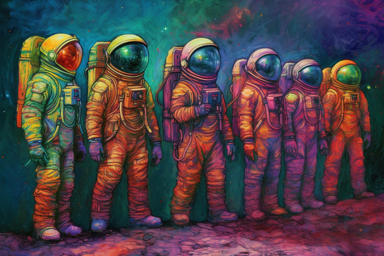 Vintage Astronaut Art Trippy
