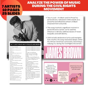 Civil Rights Movement Middle School Classroom Activities Song Analysis ...