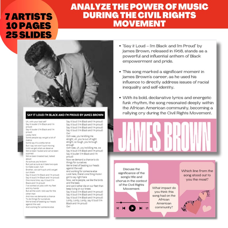 Civil Rights Movement Middle School Classroom Activities Song Analysis ...