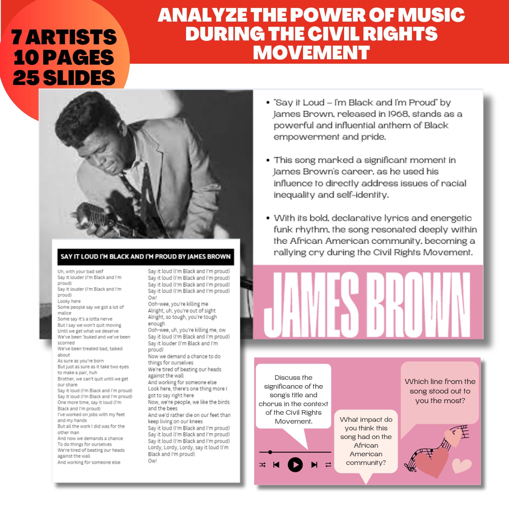 Civil Rights Movement Middle School Classroom Activities Song Analysis ...