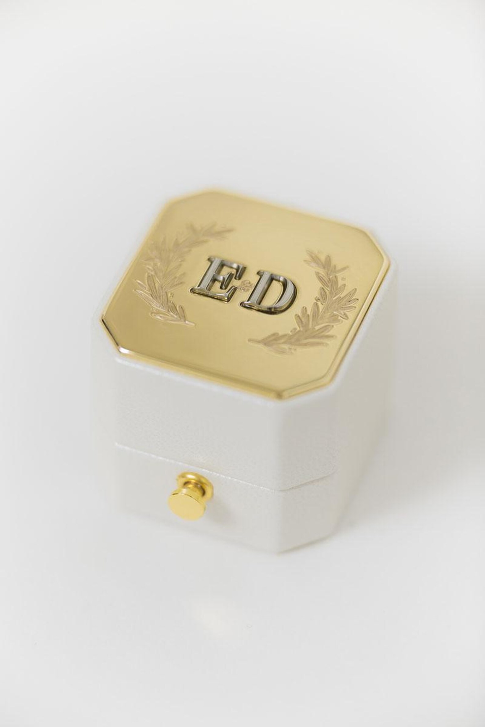 Bi-metal Engraved Ring Box Grand Genuine Leather Monogrammed - OCTAGON ...