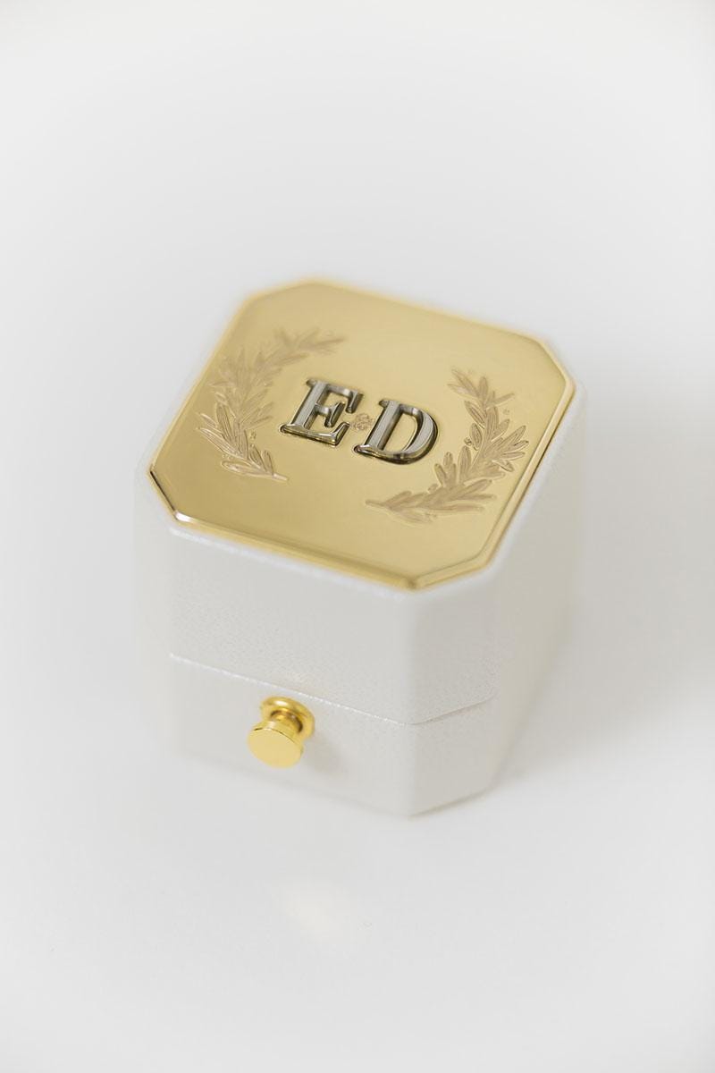 Bi-metal Engraved Ring Box Grand Genuine Leather Monogrammed - OCTAGON ...