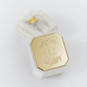 Metal Engraved Personalized Velvet Ring Box - IVORY OCTAGON - Single ...