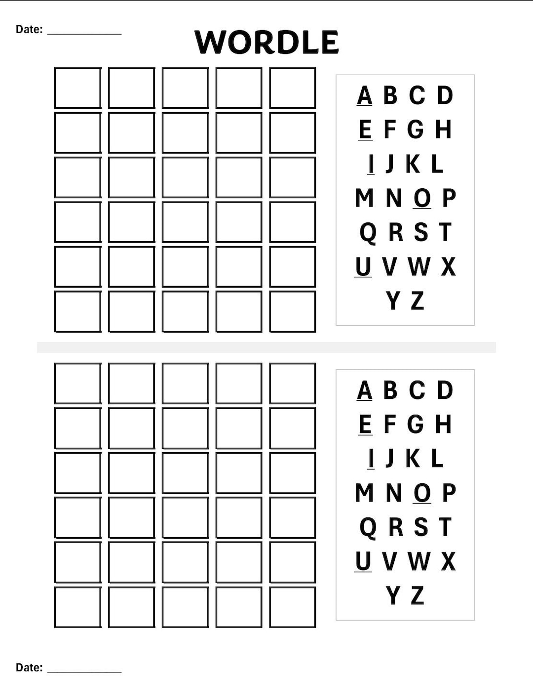 Printable Wordle Puzzle Worksheet (PDF Download) - Etsy UK