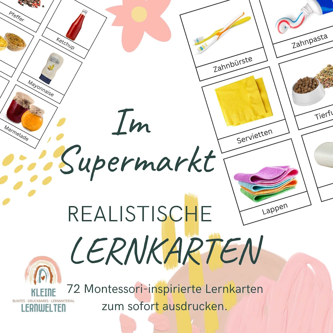 72 X Supermarket Shopping Grocery Supplies Flashcards Toddler ...