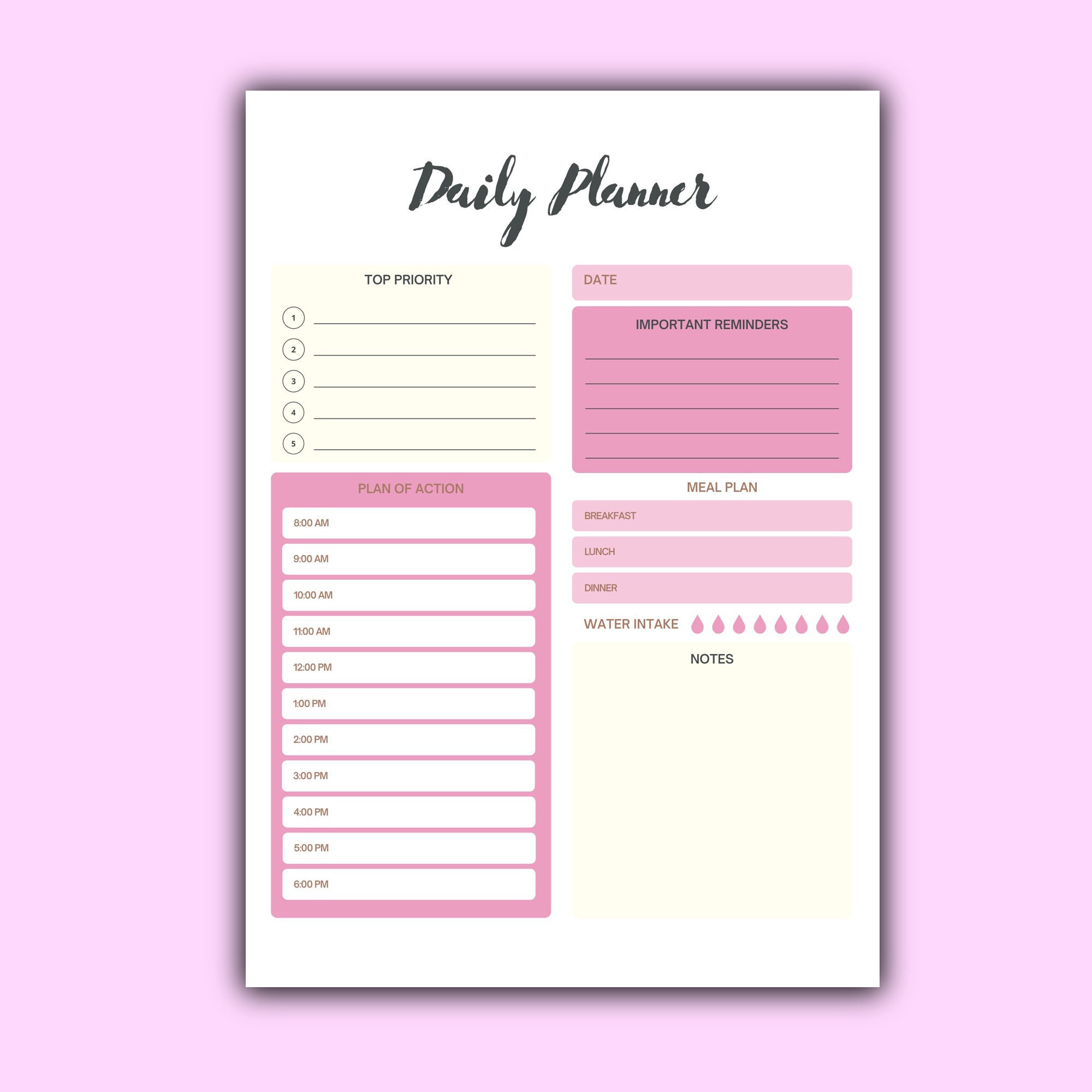 Printable Daily Planner - Balance Workflow, Organize Your Day, Stay on ...