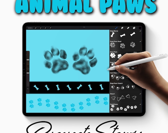 Paw Print Procreate Brush | Digital Drawing Brush, Stamp, Hand Lettering, Calligraphy - Etsy