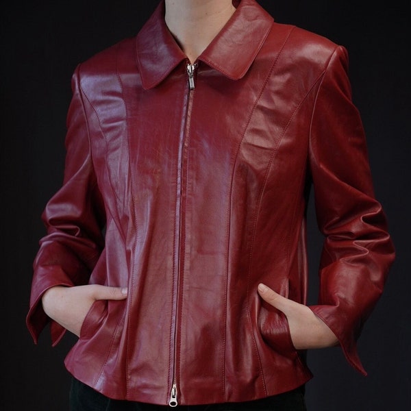 Red Leather Jacket - Etsy