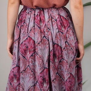 Pleated Vintage Skirt With Sea Shell Pattern in Pink | Flowy A-line ...