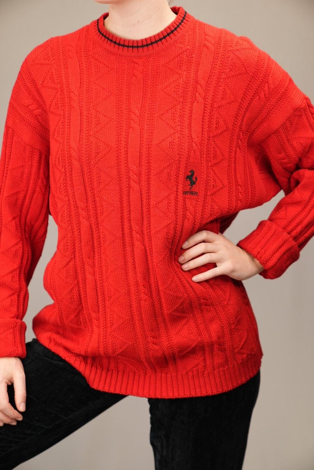 Ferrari 80s Knitted Sweater | Pure Wool | Male XL | Vintage 1980s - Etsy