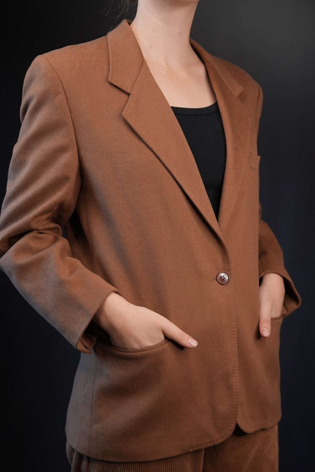 Women's Wool Blazer in Camel Beige | Fabric by Loro Piana | Vintage ...