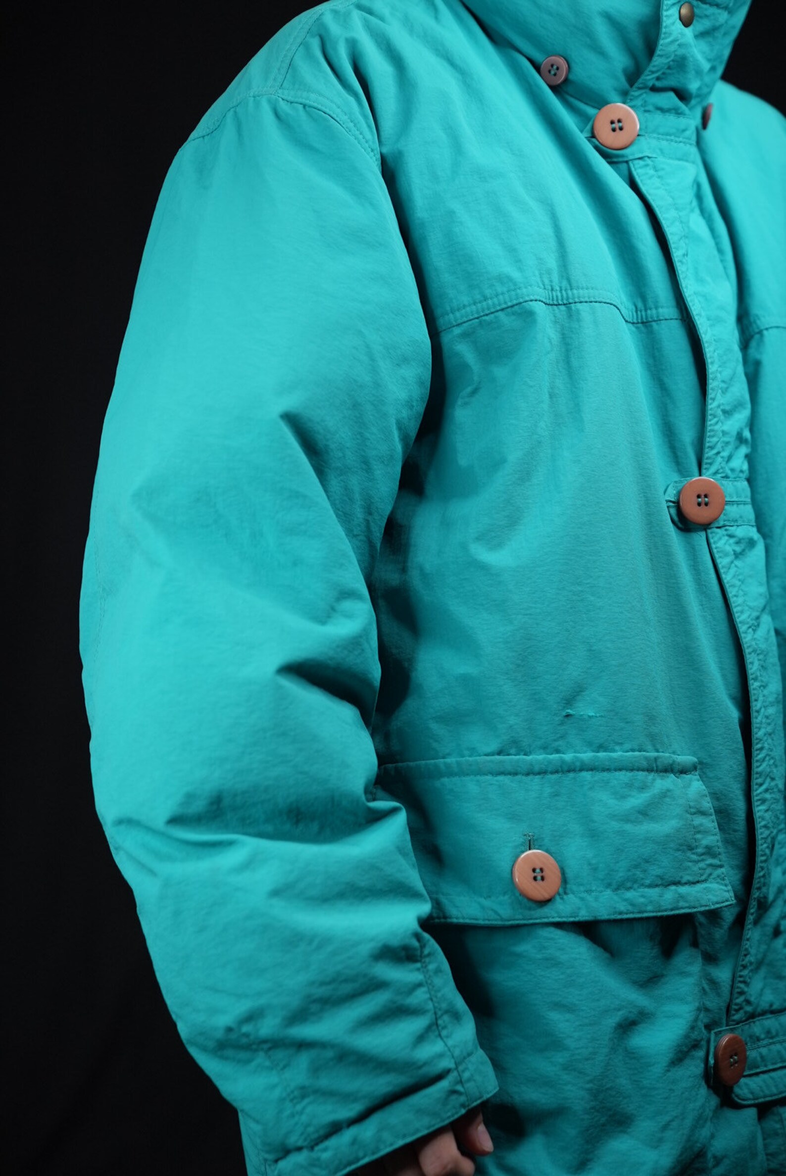 Belfe Vintage Puffer Skiing Jacket | Real Down Coat Turquoise | Made in ...