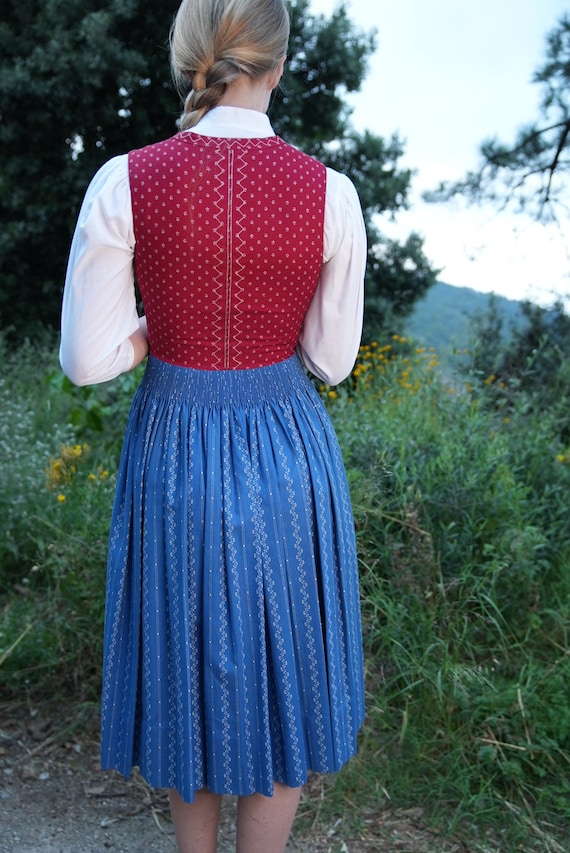 Traditional German Trachten Dirndl Dress Blue Red fol… - Gem