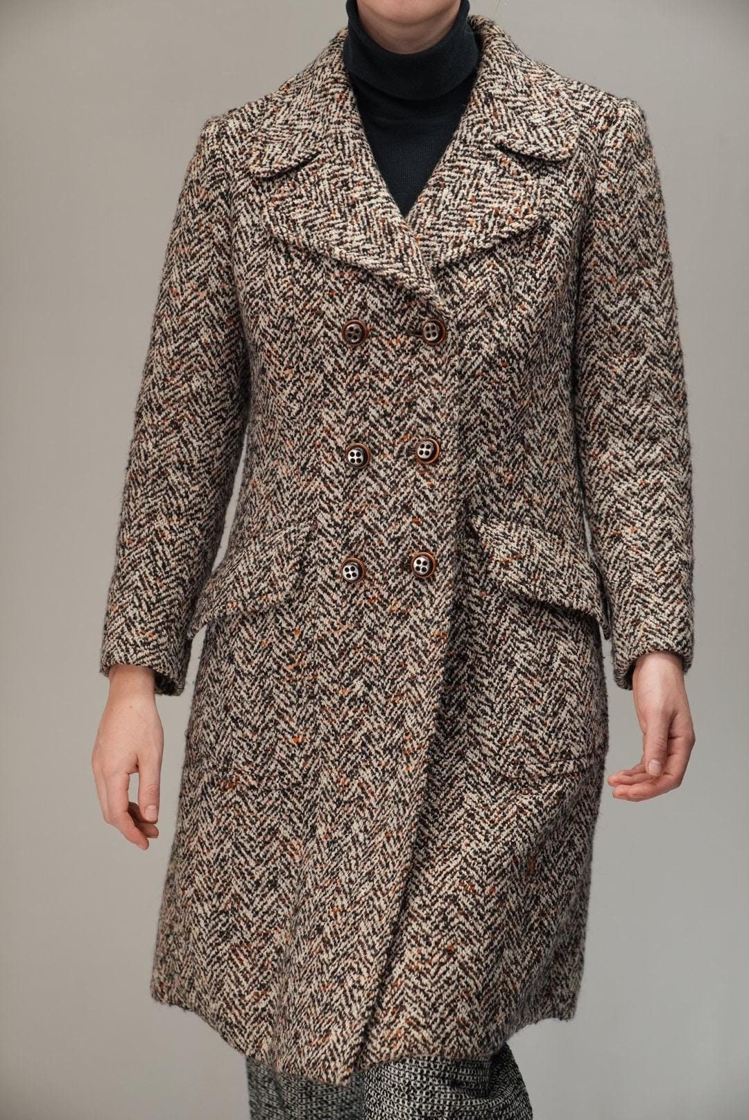 The Top of Herringbone Tweeds - 60s Wool Tweed Coat | Women's Mod Coat ...