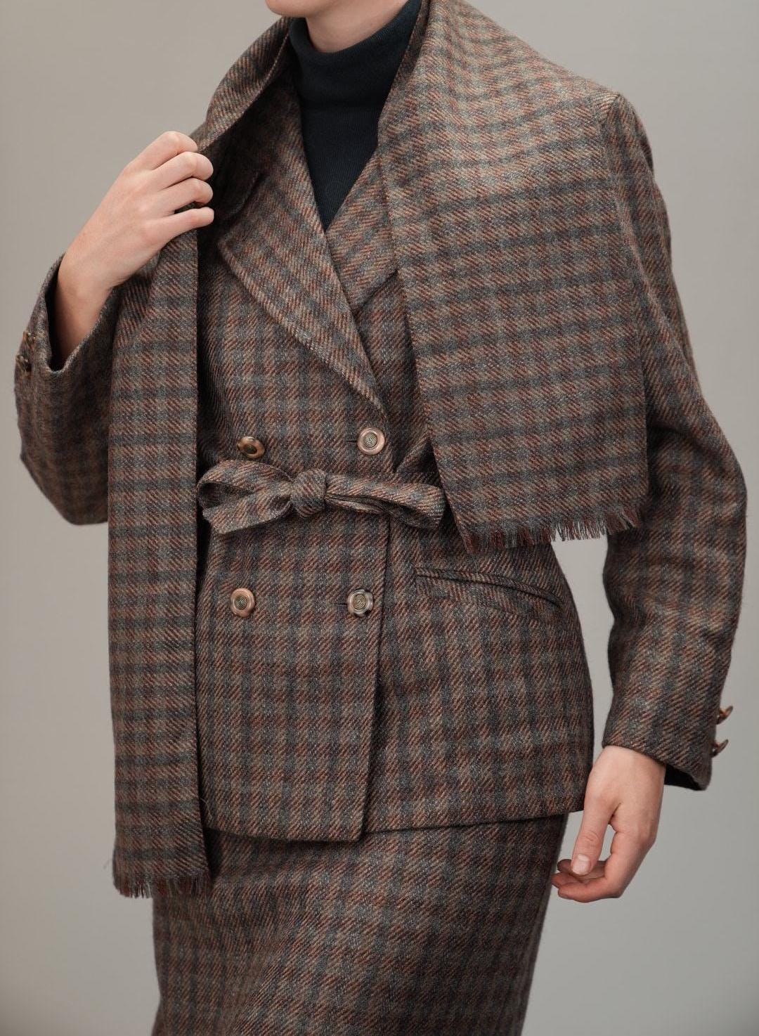Italian 80s Vintage Tailor-made Wool Ensemble | Skirt, Jacket and Scarf ...