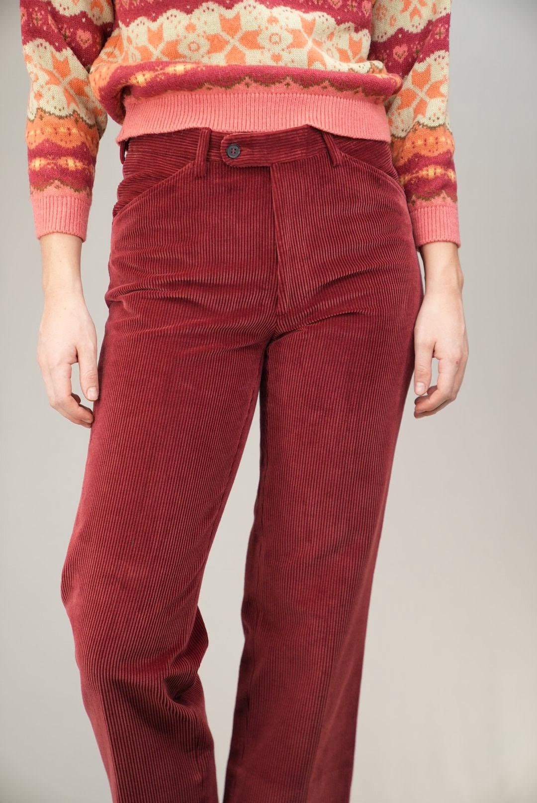 Tailored Italian Corduroy Trousers in Velvet Red | Vintage | Women's M ...