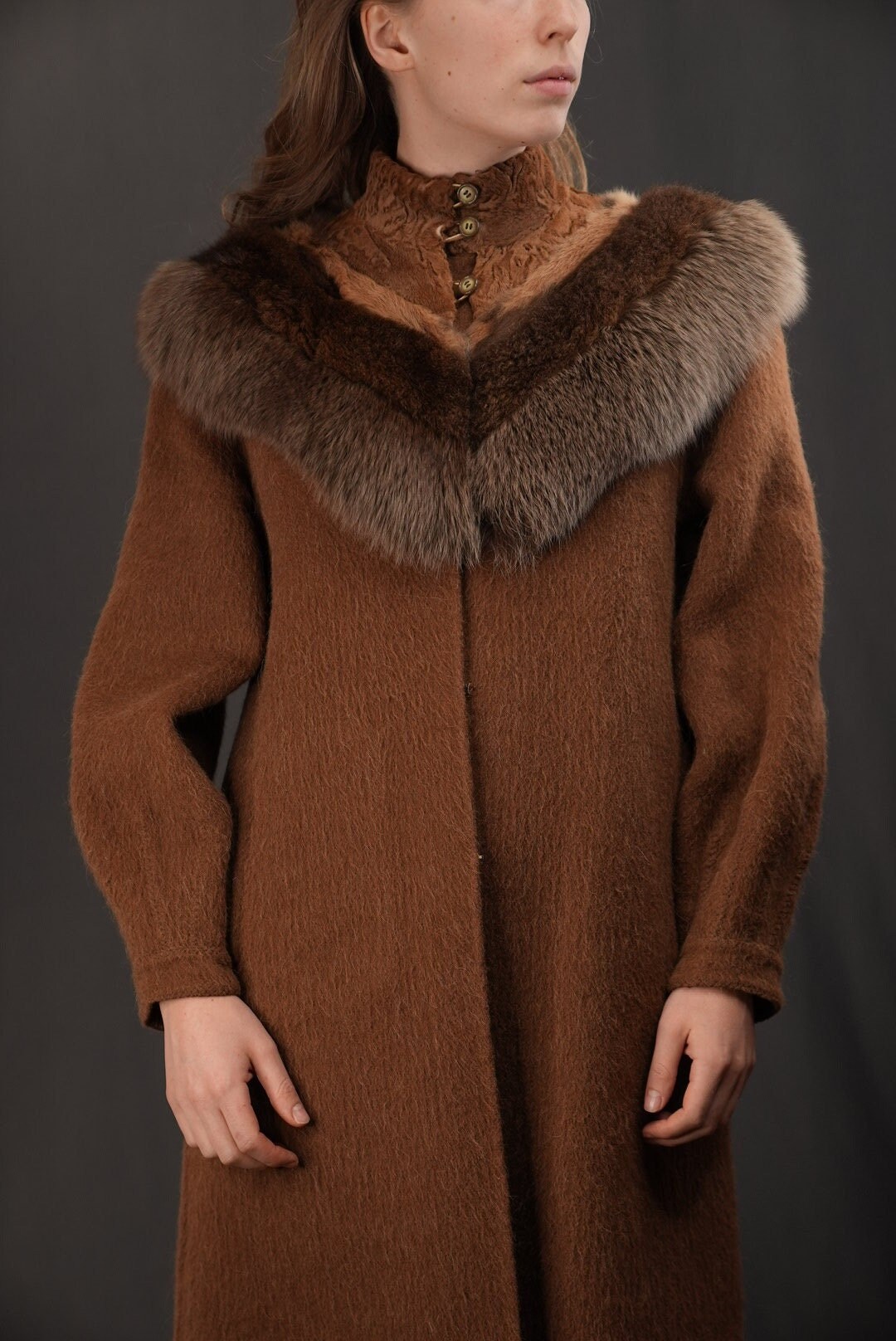 Vintage Alpaca Coat With Fur Trim 30% Alpaca Tailored in Italy - Etsy