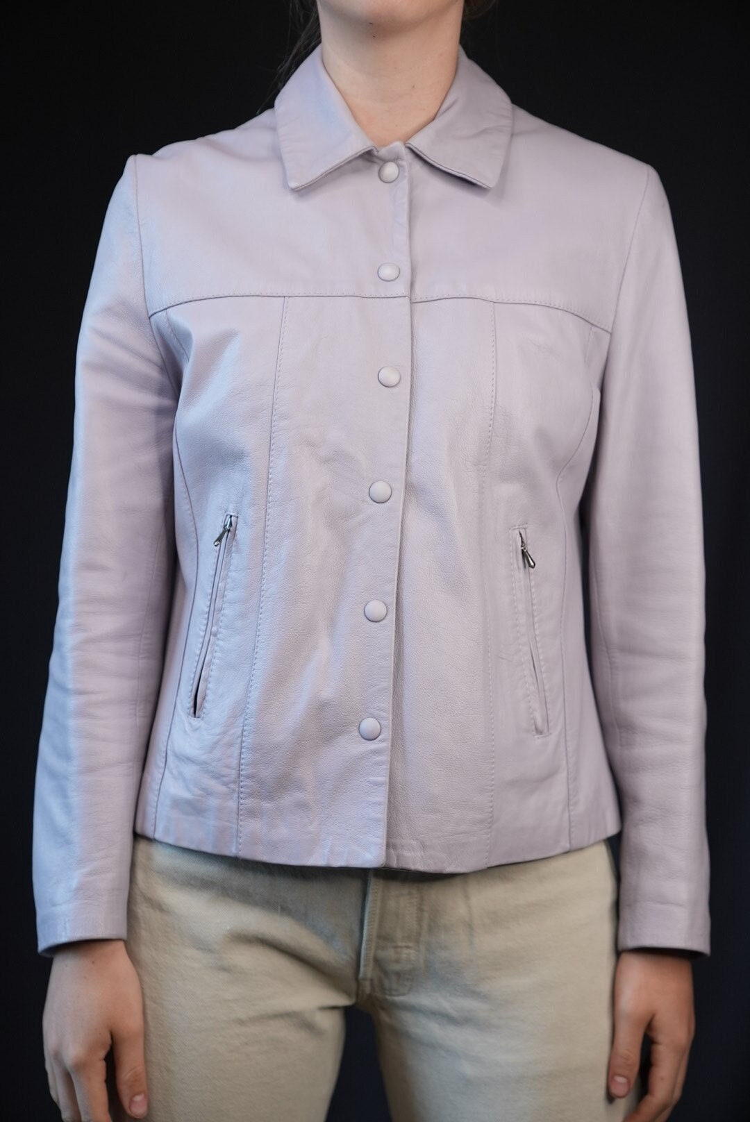 Lilac Leather Jacket Vintage, Made in Italy - Etsy