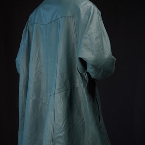 Vintage Bell-shaped Leather Coat in Turquoise Blue Women's Vintage ...