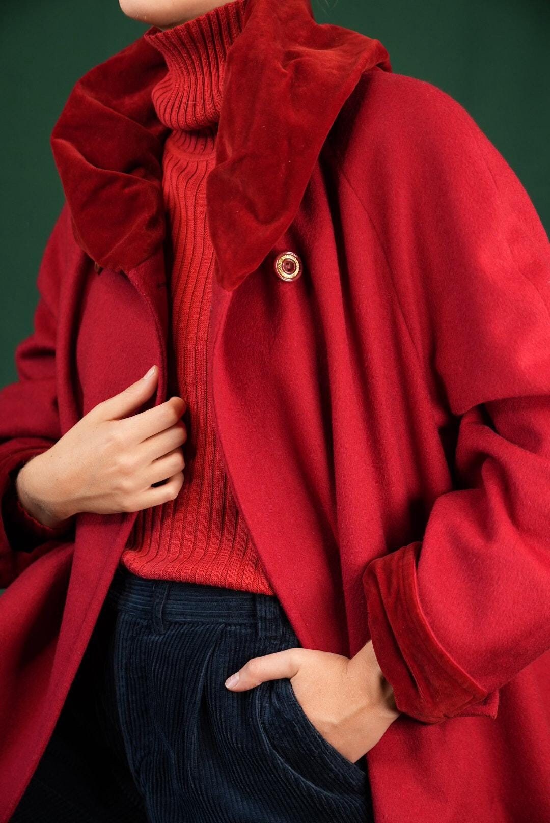Red Loden Coat With Velvet Collar by Merlet | 20% Alpaca | Women's ...