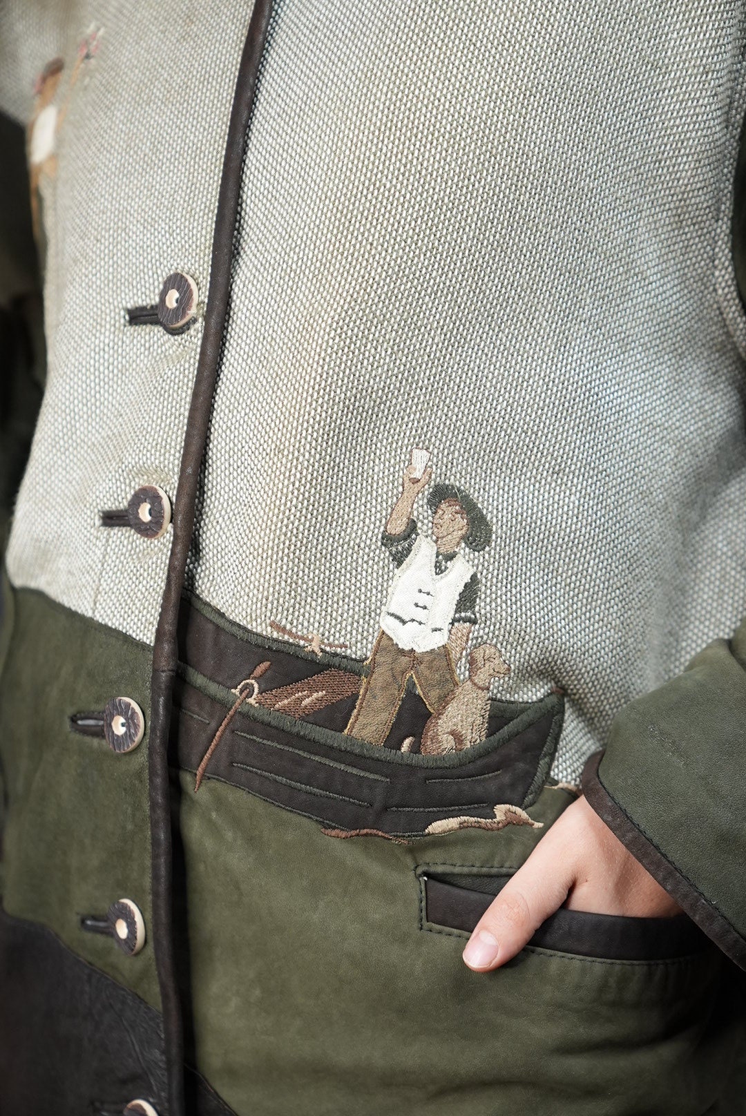 Trachten Jacket / Traditional Austrian Leather Jacket With Embroidery ...