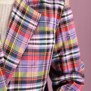 Stunning Pure Silk Blazer Jacket With Colorful Check Pattern | Women's ...
