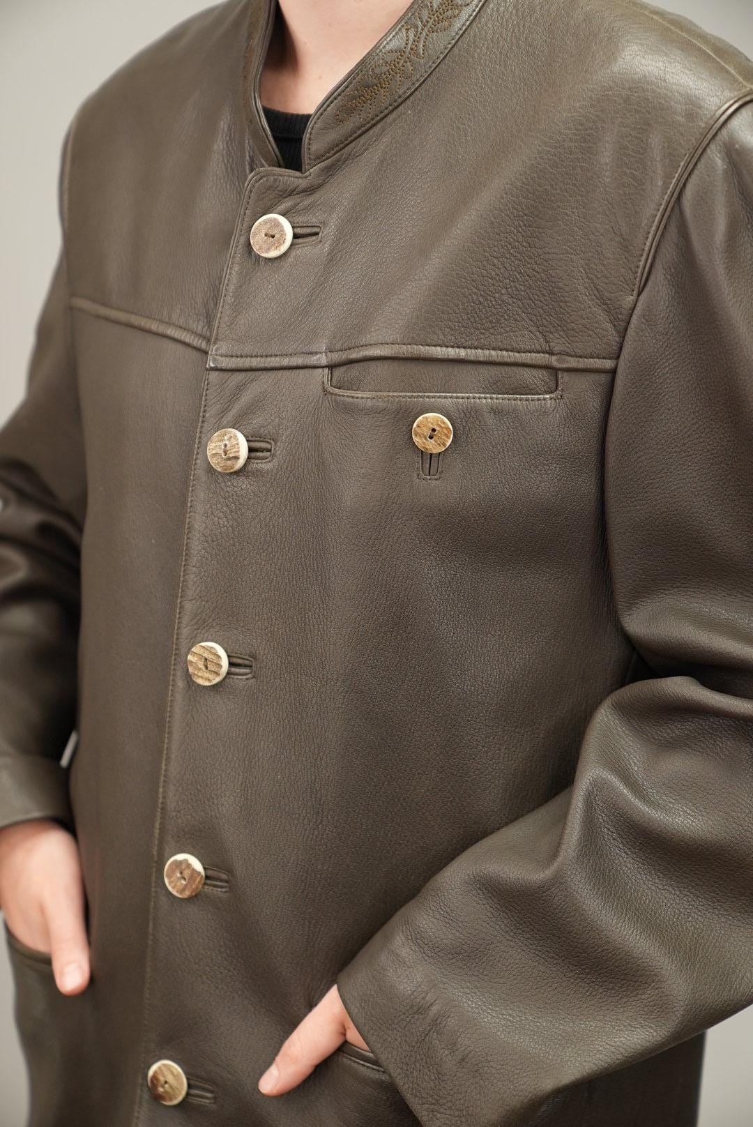 Vintage Austrian Stag Leather Jacket – Rare Steinbock | Men’s L (EU 50 ...