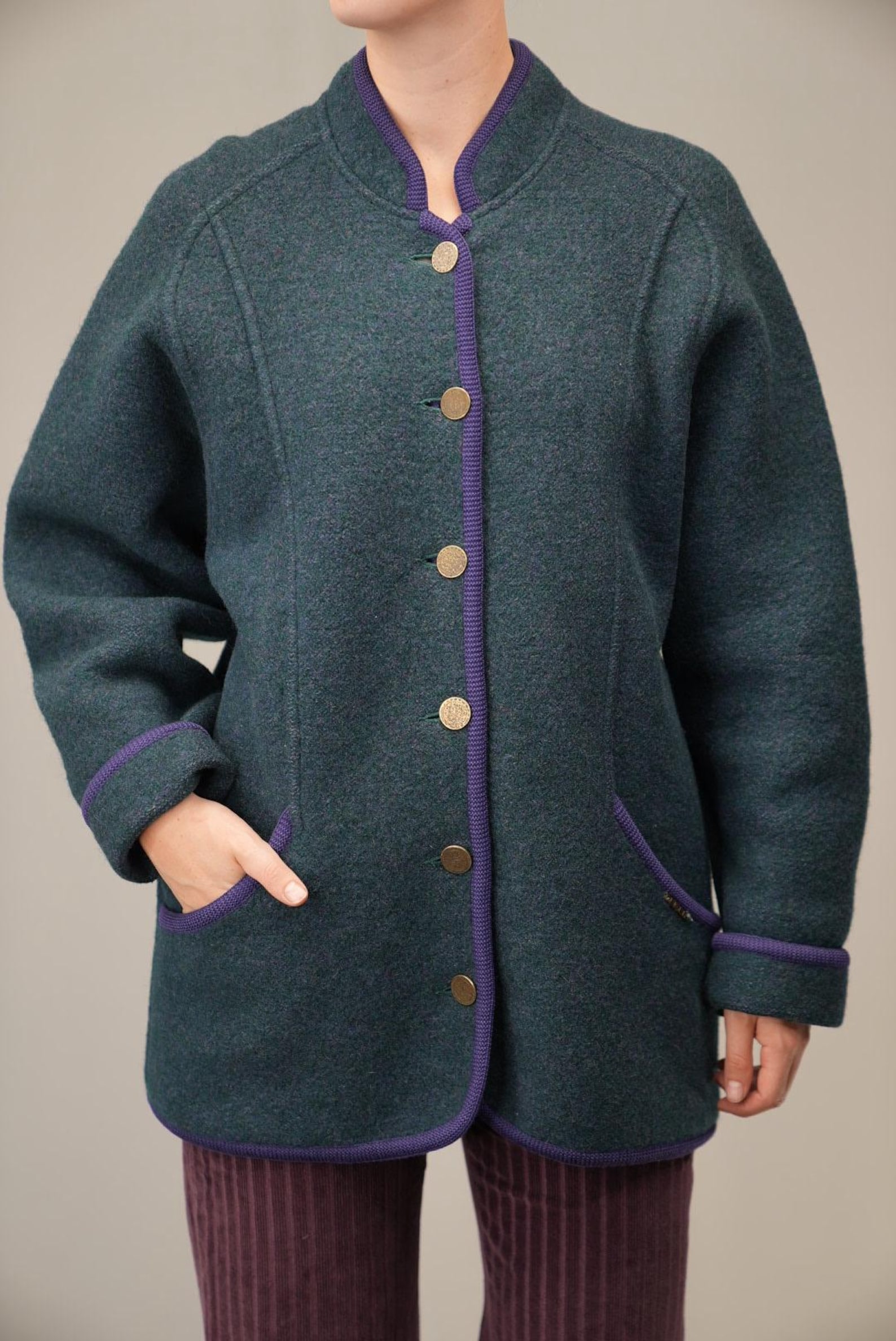 Geiger Austrian Boiled Wool Jacket, Pure Wool Petrol Blue Vintage Wool ...