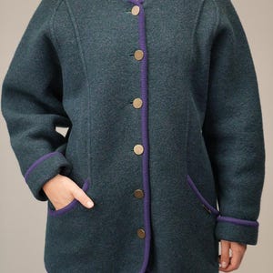 Geiger Austrian Boiled Wool Jacket, Pure Wool Petrol Blue Vintage Wool ...