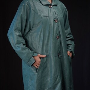 Vintage Bell-shaped Leather Coat in Turquoise Blue Women's Vintage ...