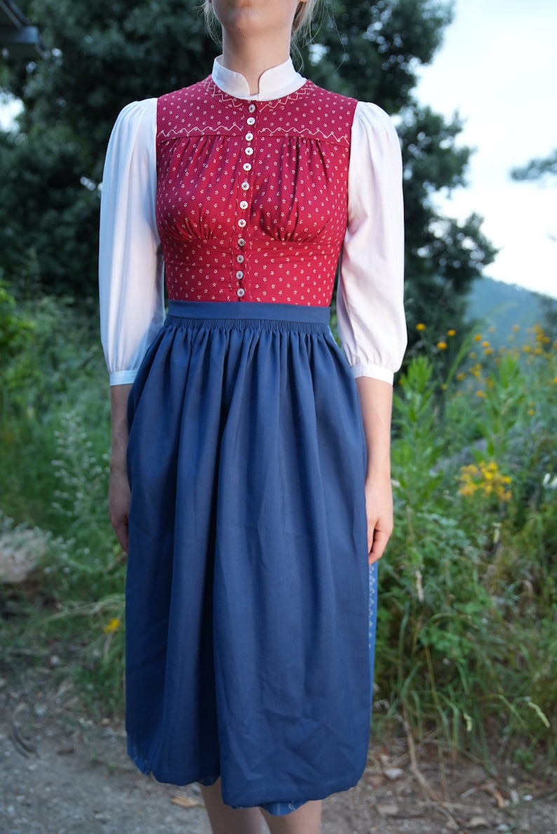Traditional German Trachten Dirndl Dress Blue Red Folklore - Etsy