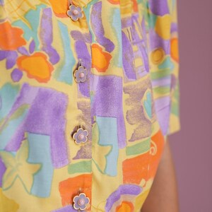 Colorful Vintage Playsuit | 1980s Rompers Women's With Colorful Pattern and Daisy Buttons | Pure ...