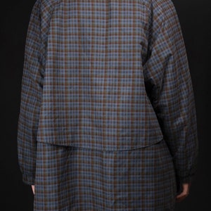 Vintage Puffer Coat With Checkered Pattern in Blue Green - Etsy