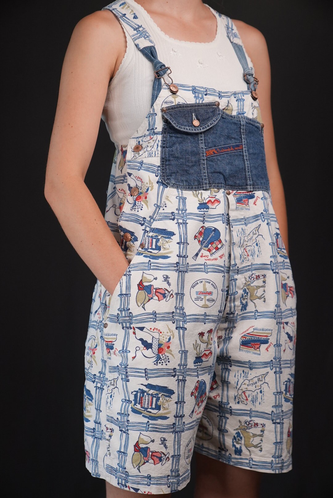 Rare Chipie Vintage Short Dungarees / Overalls With Pattern / Made in ...