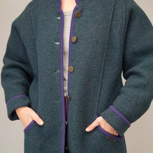 Geiger Austrian Boiled Wool Jacket, Pure Wool Petrol Blue Vintage Wool ...