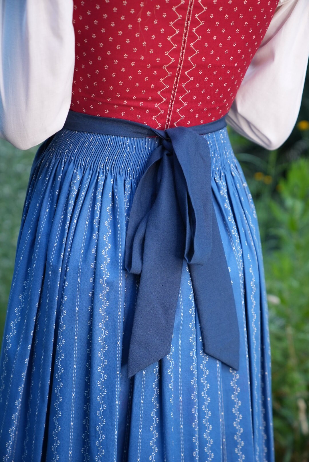 Traditional German Trachten Dirndl Dress Blue Red Folklore - Etsy