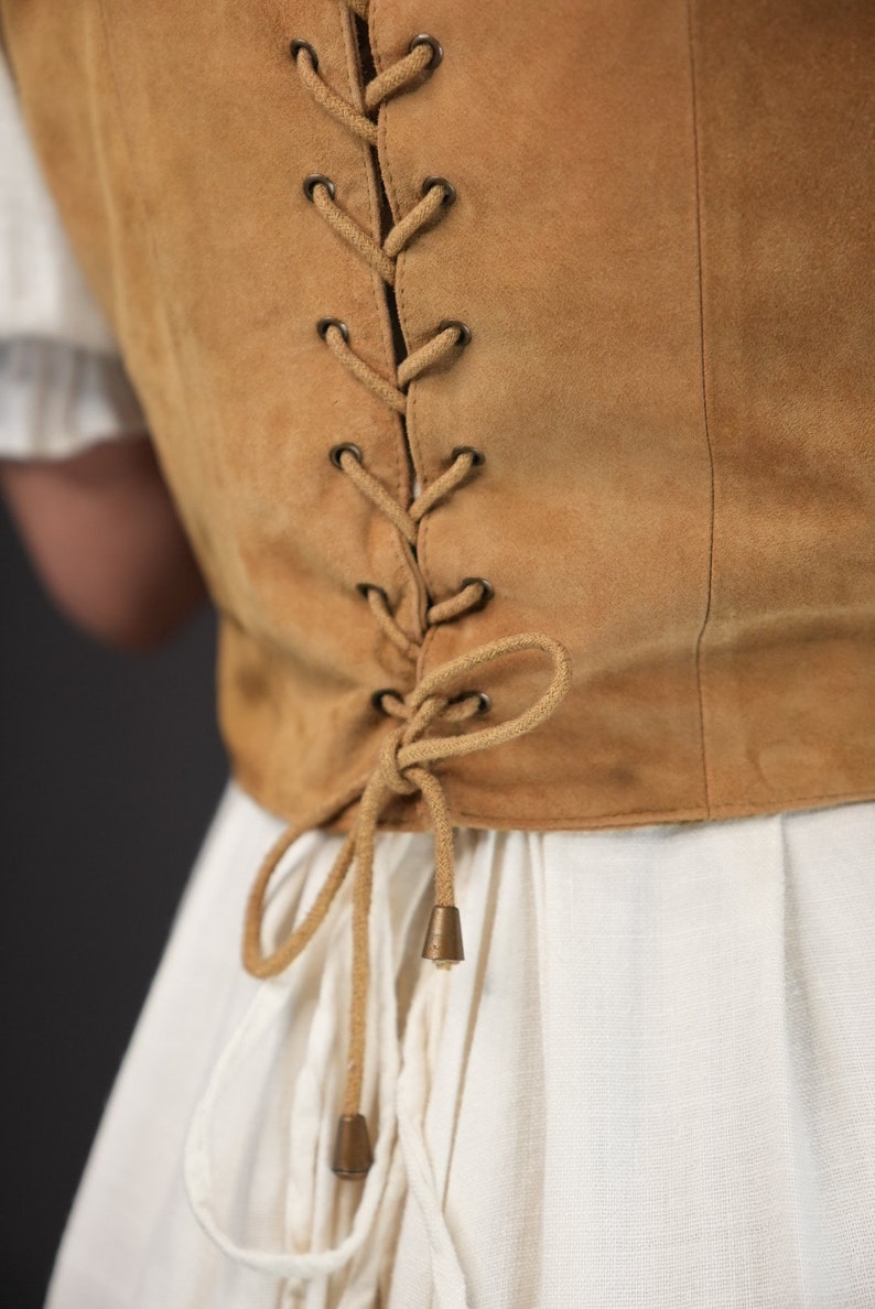 Traditional Austrian Suede Leather Gilet | Folklore Corset Top From ...